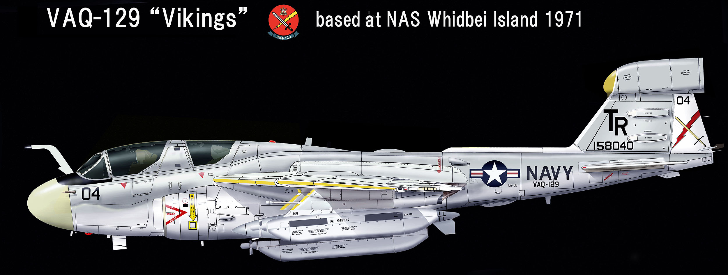 ↑1975年11月モフェットフィールド海軍航空基地で撮影されたVAQ-129のEA-6B/Bu.No.158033